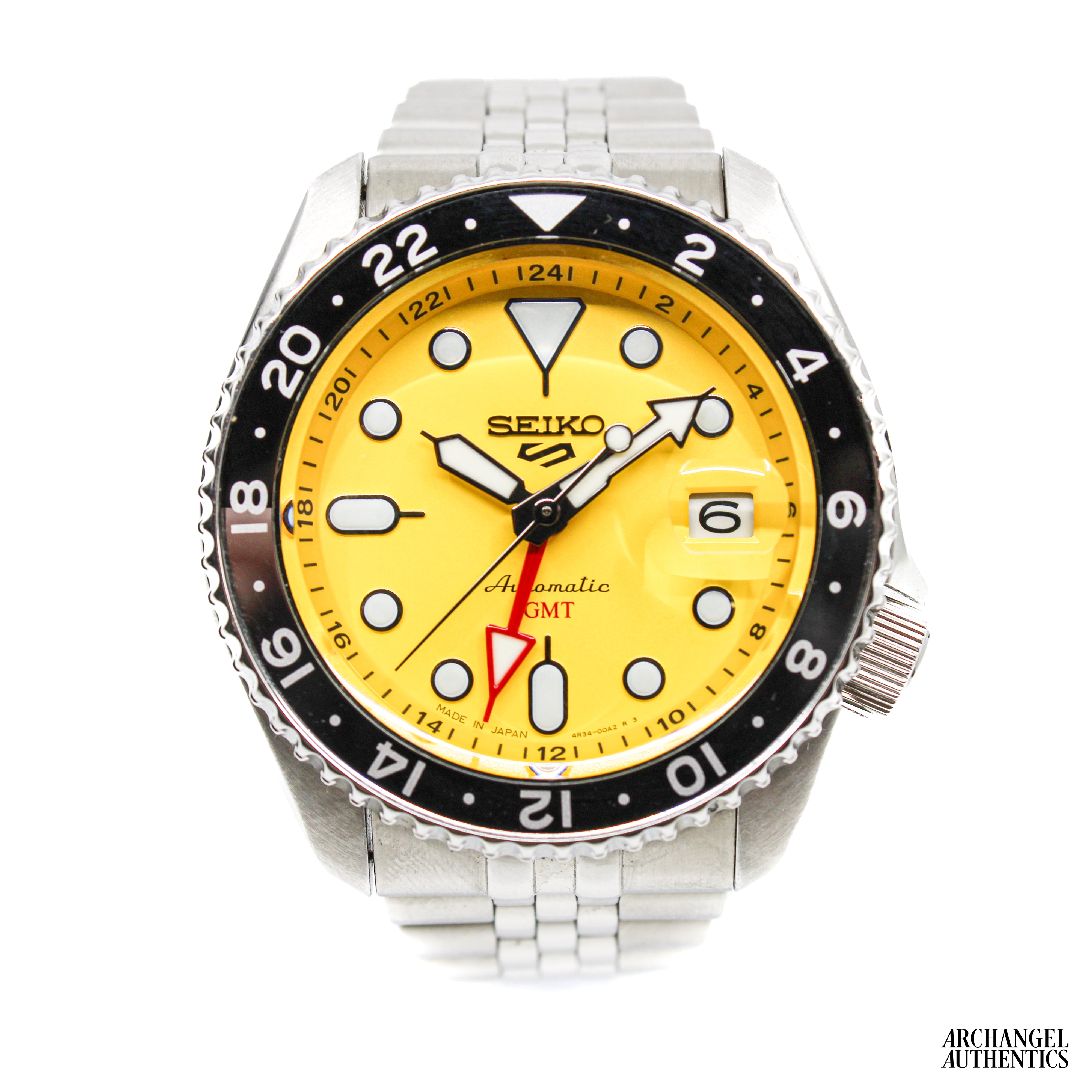 Seiko 5 Sports GMT Yellow SRPK17 – archangelauthentics