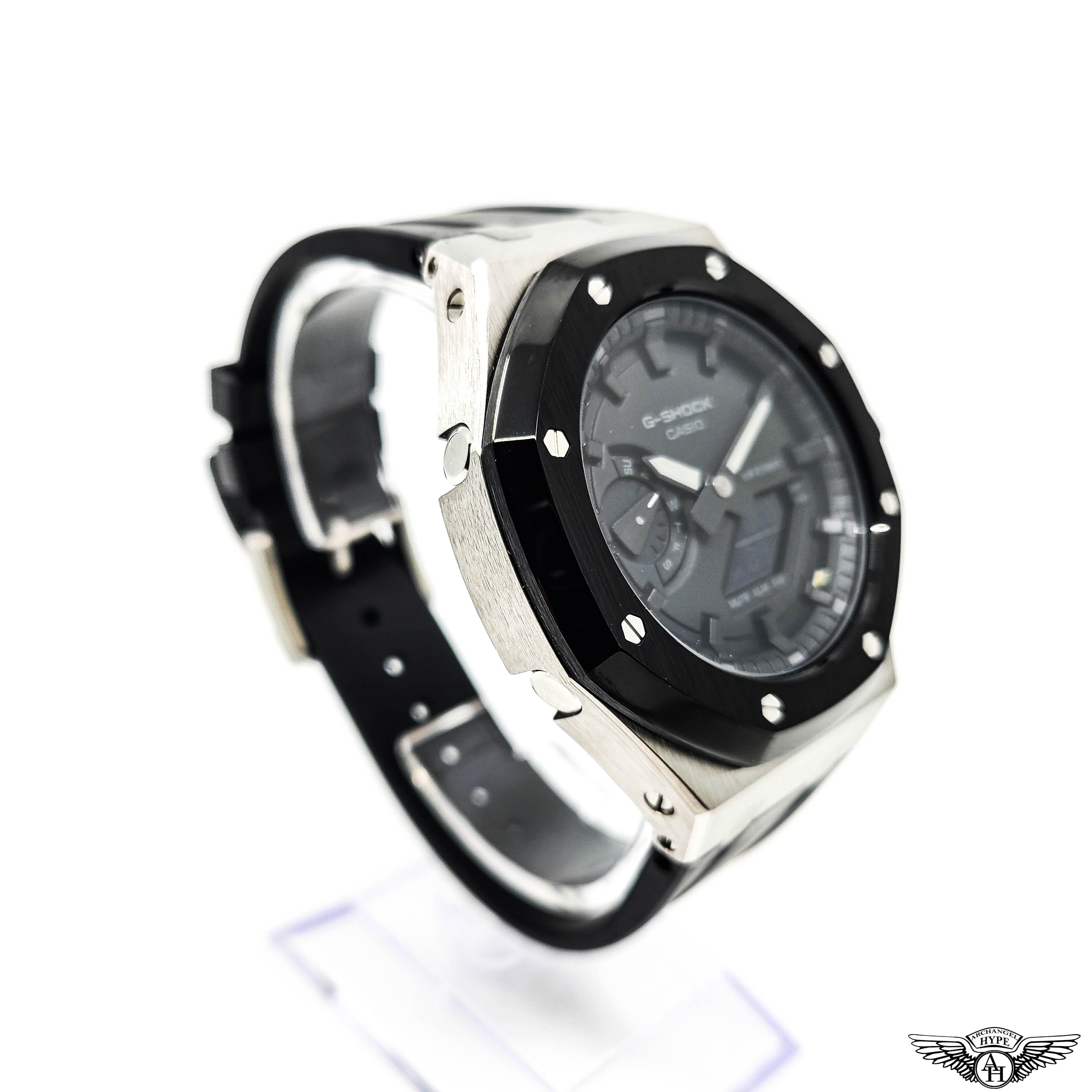 Casio G-Shock GA2100 Black Bezel "CasiOak" Stainless Steel/Rubber Mod ...